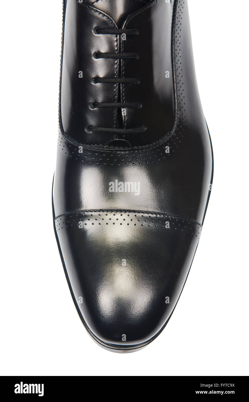 Tip of male shoes isolated on white Stock Photo - Alamy