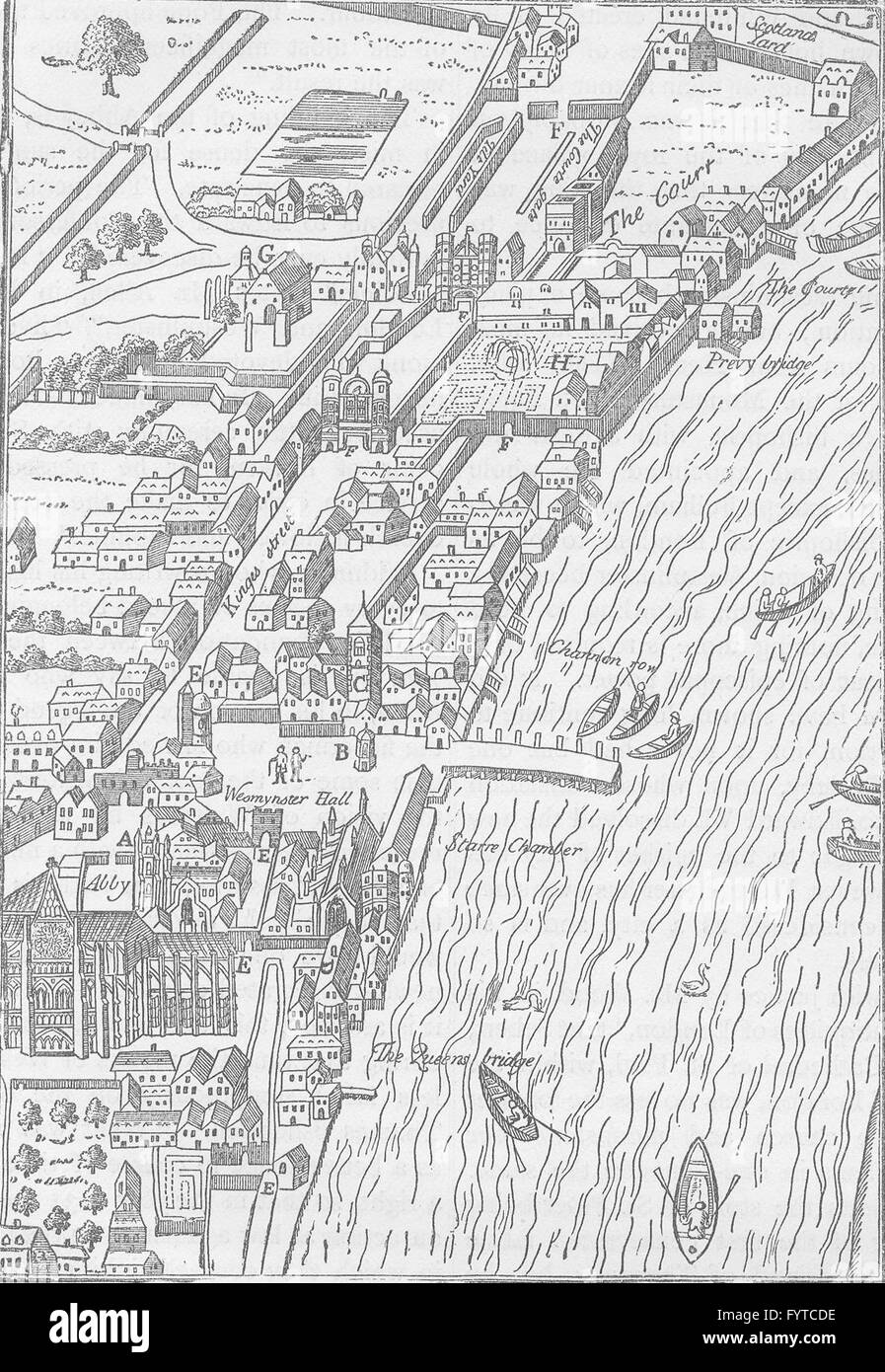 WESTMINSTER: Whitehall and Westminster (from Aggas' map). London, c1880 ...