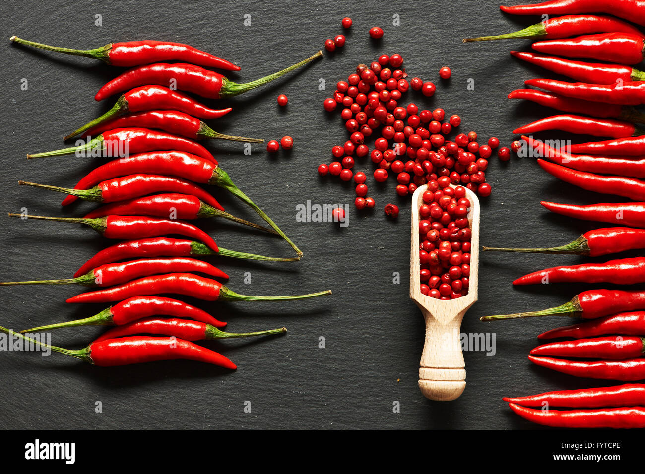 Red hot chili peppers and rose pepper Stock Photo - Alamy