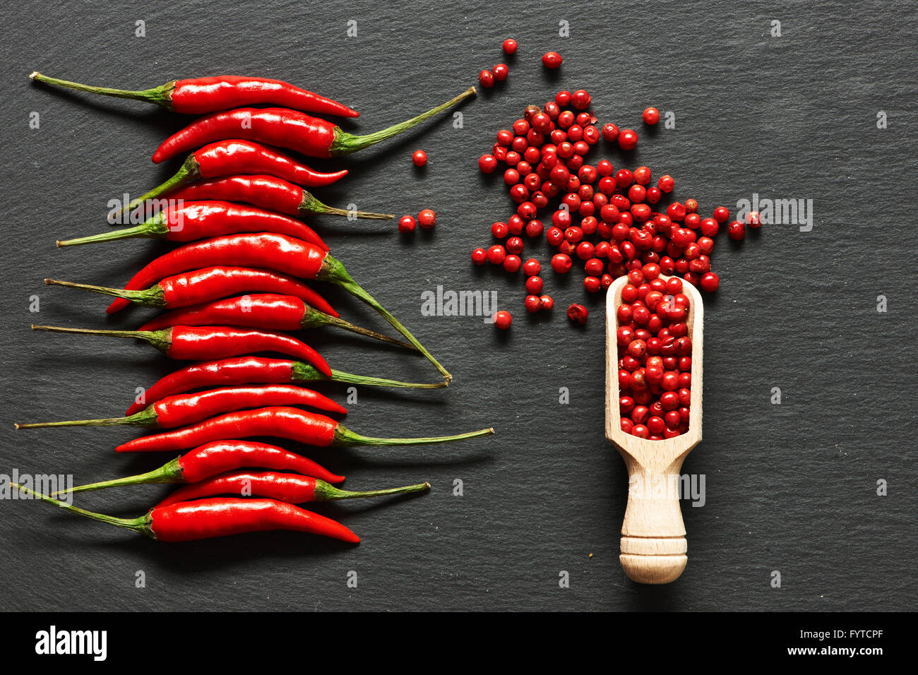 Red hot chili peppers and rose pepper Stock Photo - Alamy