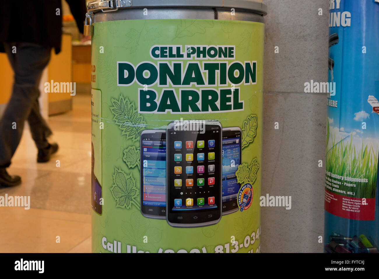 Cell phone donation collection box - USA Stock Photo - Alamy
