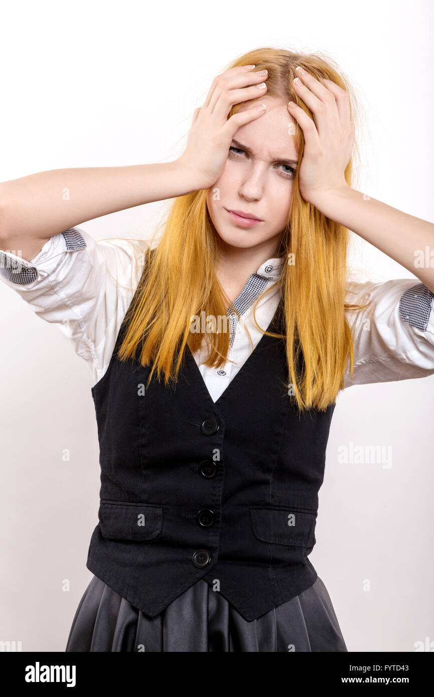 Sad attractive girl studio hi-res stock photography and images - Alamy