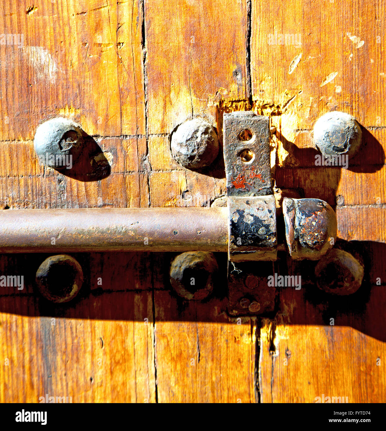 rusty brown morocco in africa the old wood facade home and safe padlock ...