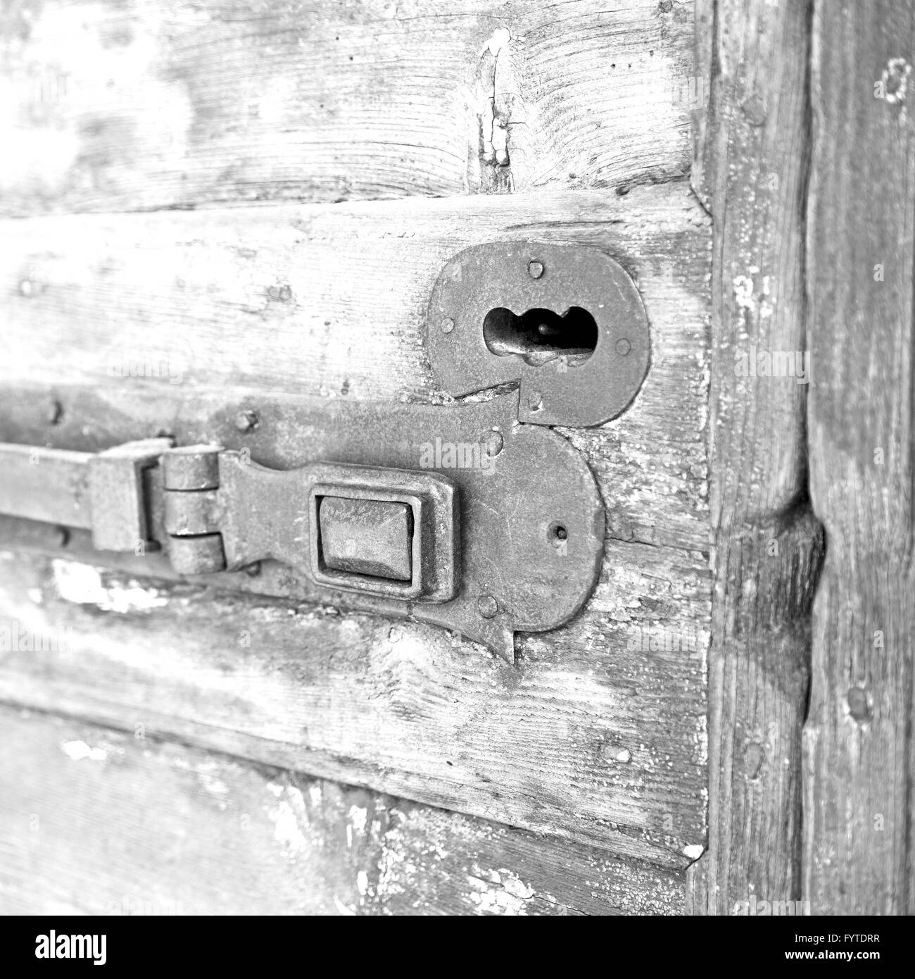 europe old in italy antique close brown door and rusty lock closeup ...