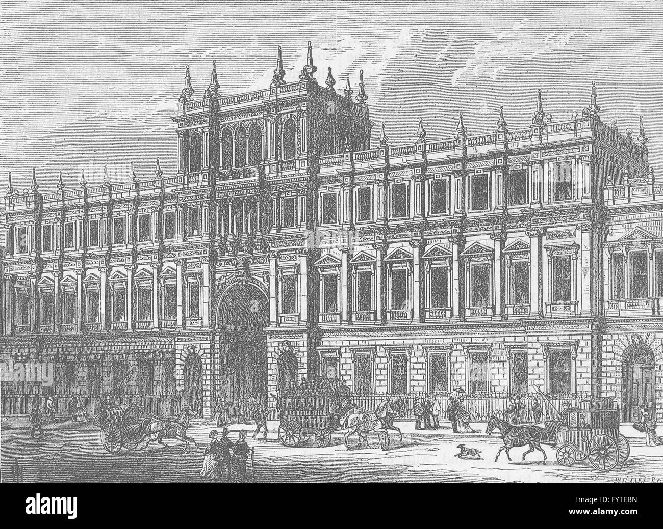 PICCADILLY: Burlington House, 1875. London, antique print c1880 Stock ...