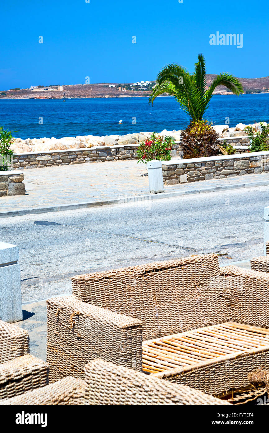 wicker sofa in santorini europe greece old Stock Photo - Alamy