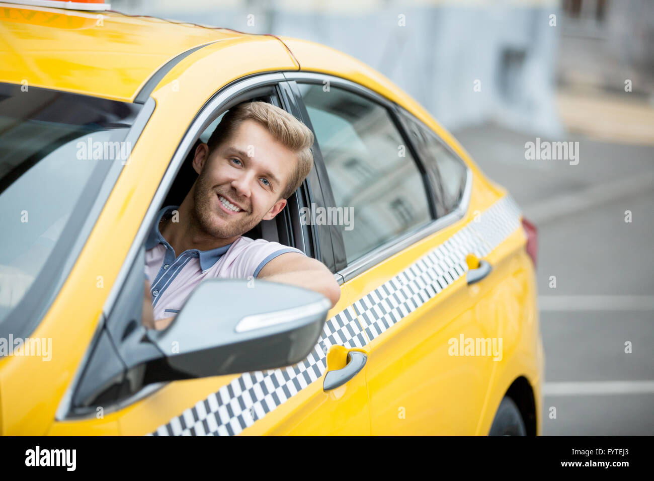 Yellow taxi driver window hi-res stock photography and images - Alamy