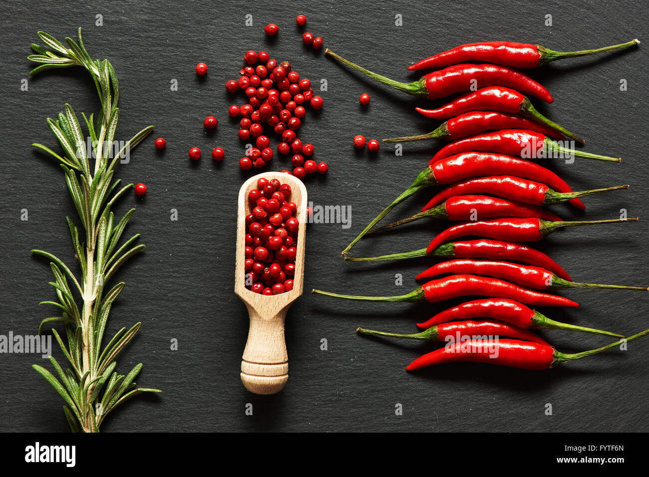 Red hot chili peppers and rose pepper Stock Photo - Alamy