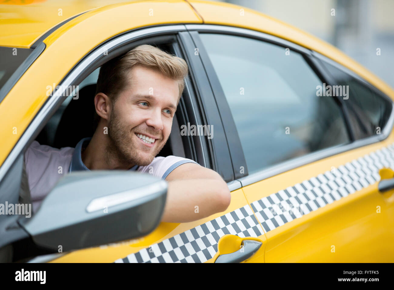 Yellow taxi driver window hi-res stock photography and images - Alamy
