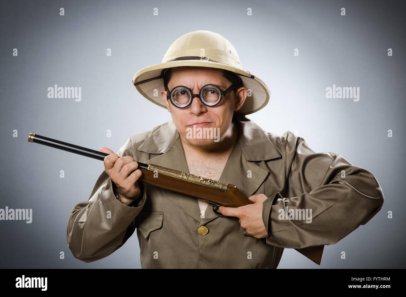 Funny hunter in hunting concept Stock Photo - Alamy