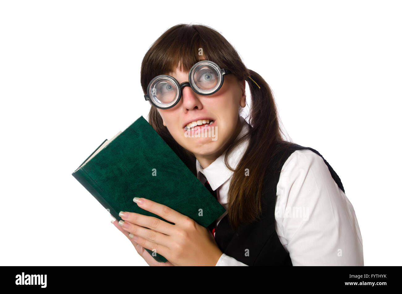 Funny nerd student isolated on white Stock Photo - Alamy