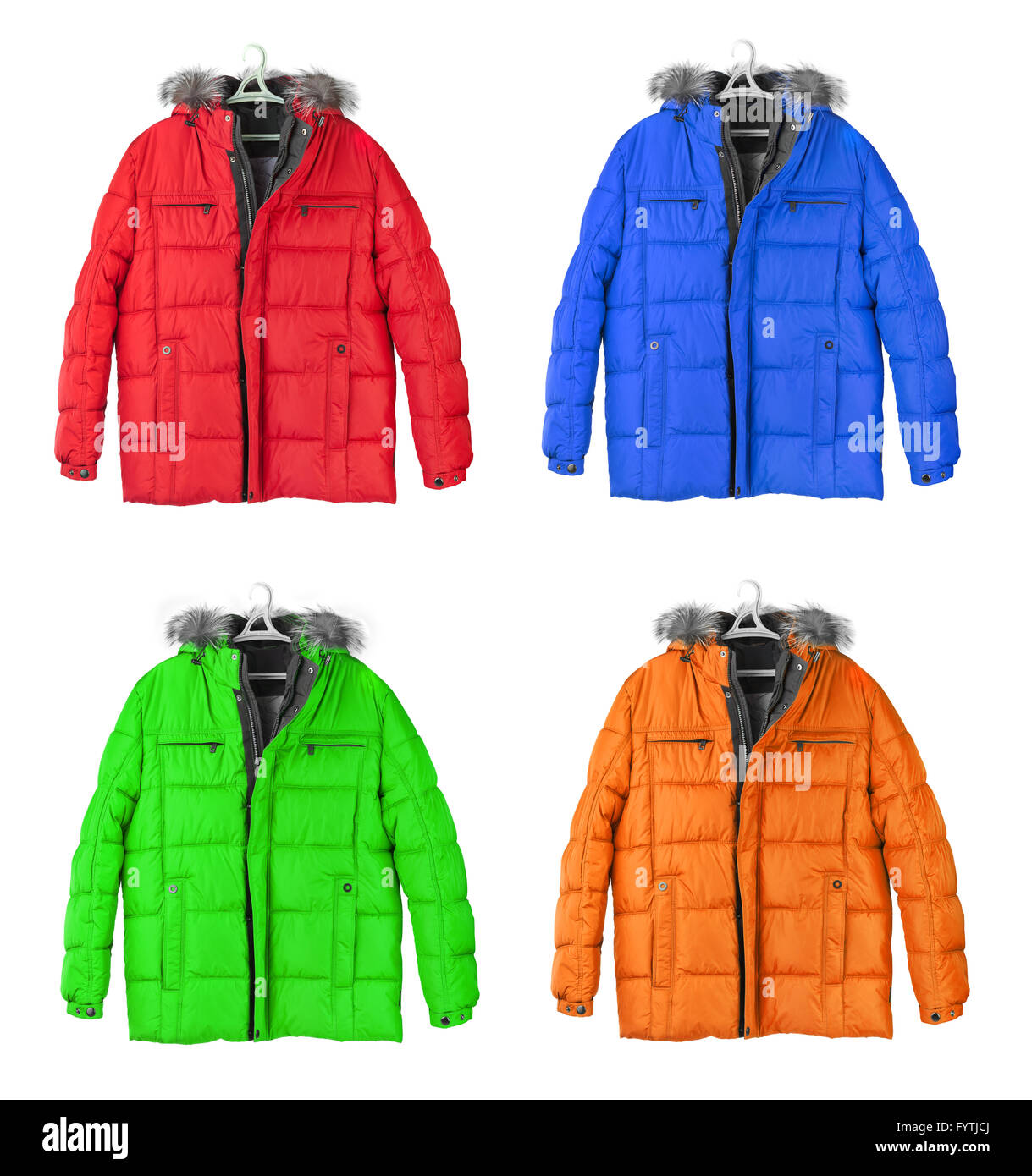 Set of winter jackets Stock Photo - Alamy