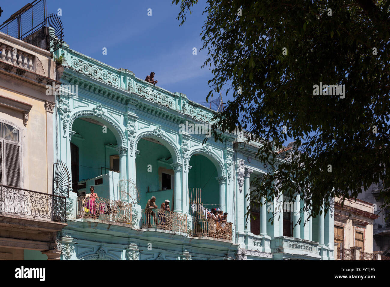 Local cuban people at the balcony in la Havana, Cuba Stock Photo - Alamy