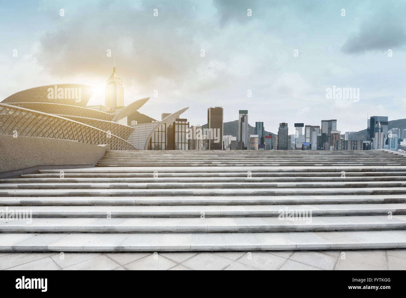 sun skyline cityscape and modern building Stock Photo - Alamy