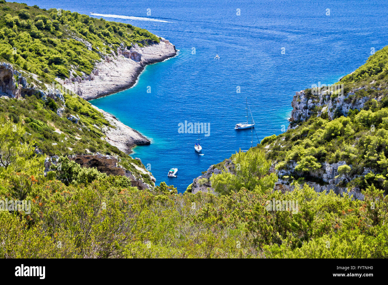Scenic sailing bay on Vis island Stock Photo - Alamy