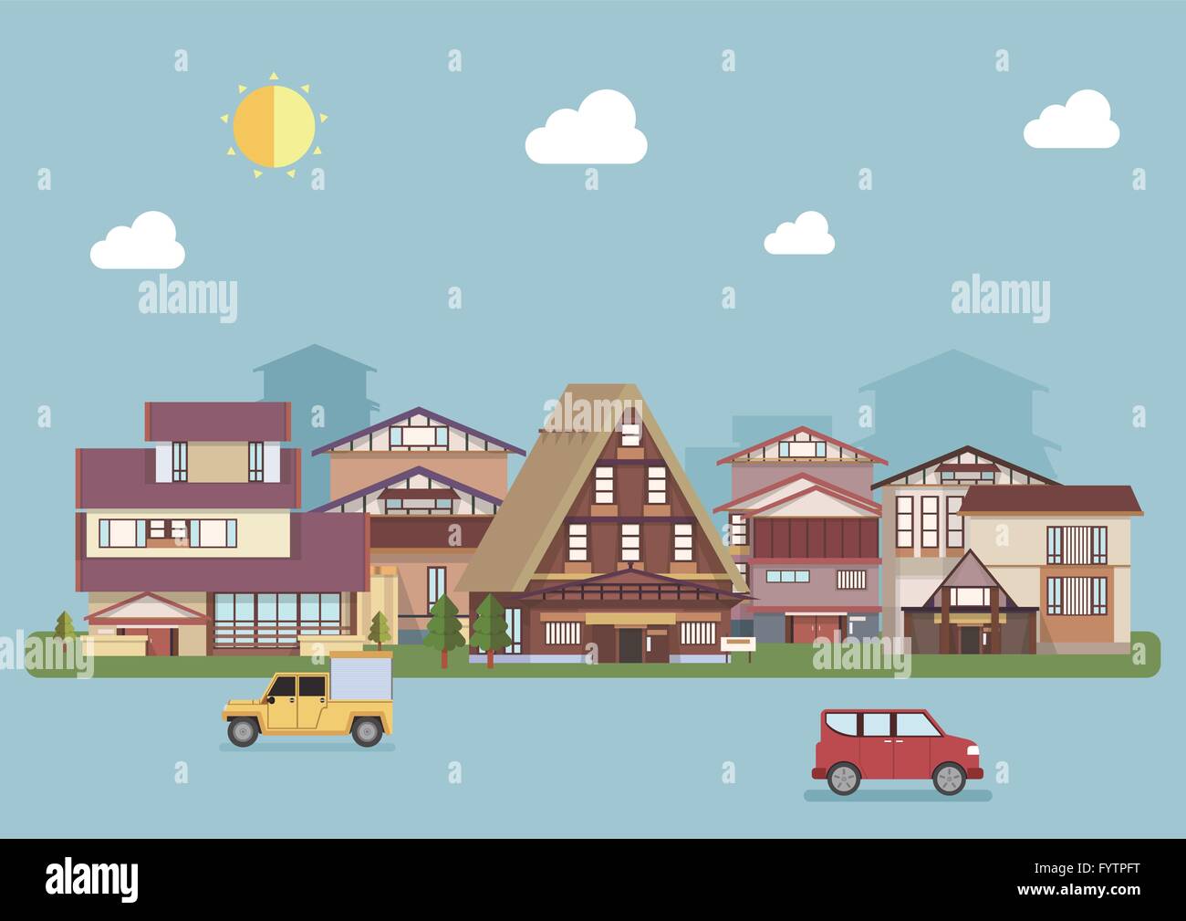 Village life background Stock Vector Images - Alamy