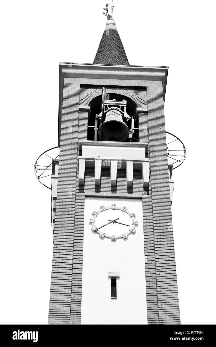 ancien clock tower in italy europe old stone and bell Stock Photo - Alamy