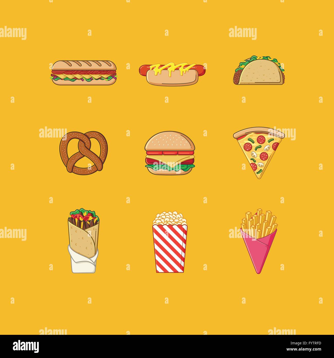 Set of fast food illustration Stock Vector Image & Art - Alamy