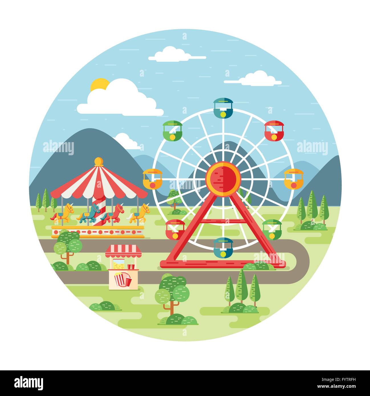 Carnival, amusement park flat illustration Stock Vector Image & Art - Alamy