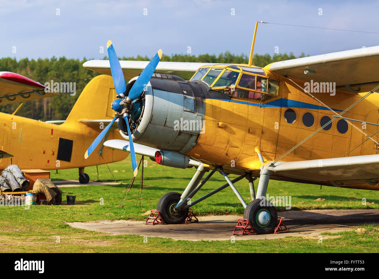 Yellow biplane cockpit hi-res stock photography and images - Alamy