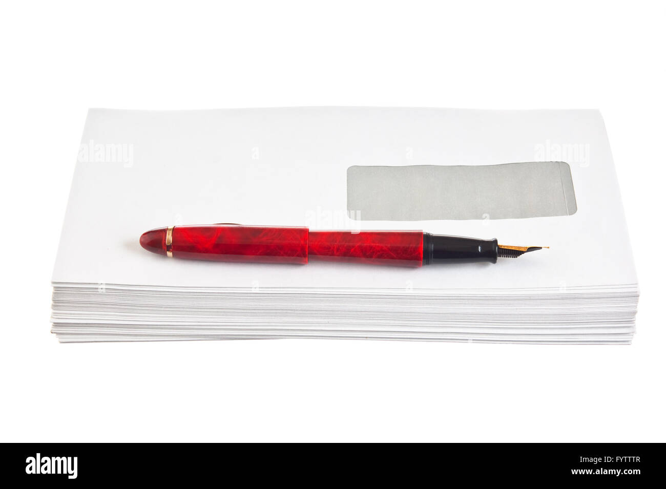 stack of mail envelopes and a pen Stock Photo - Alamy