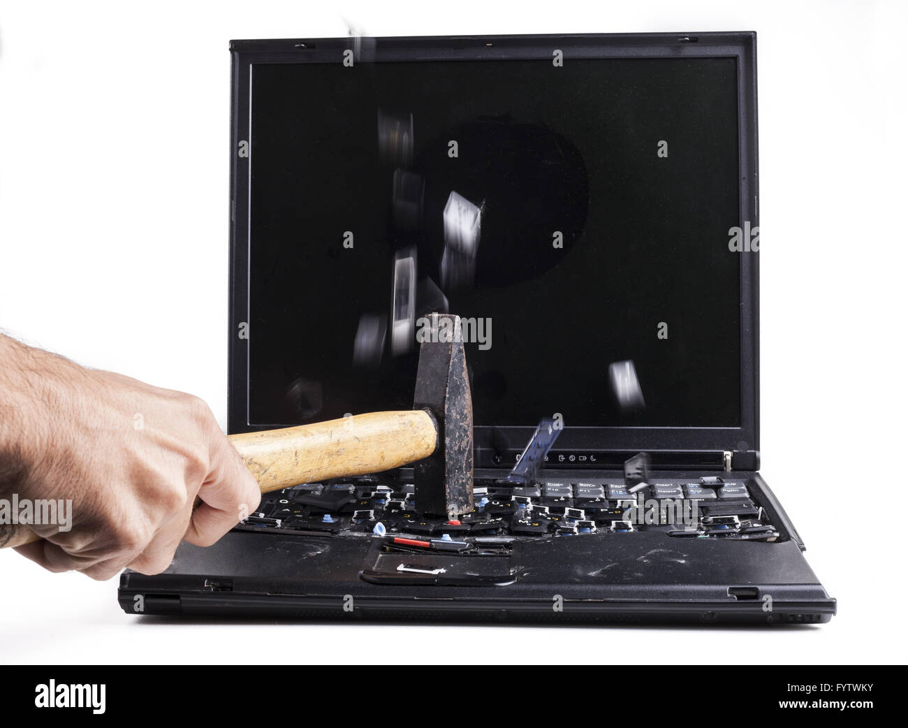 Broken screen laptop hammer hi-res stock photography and images - Alamy