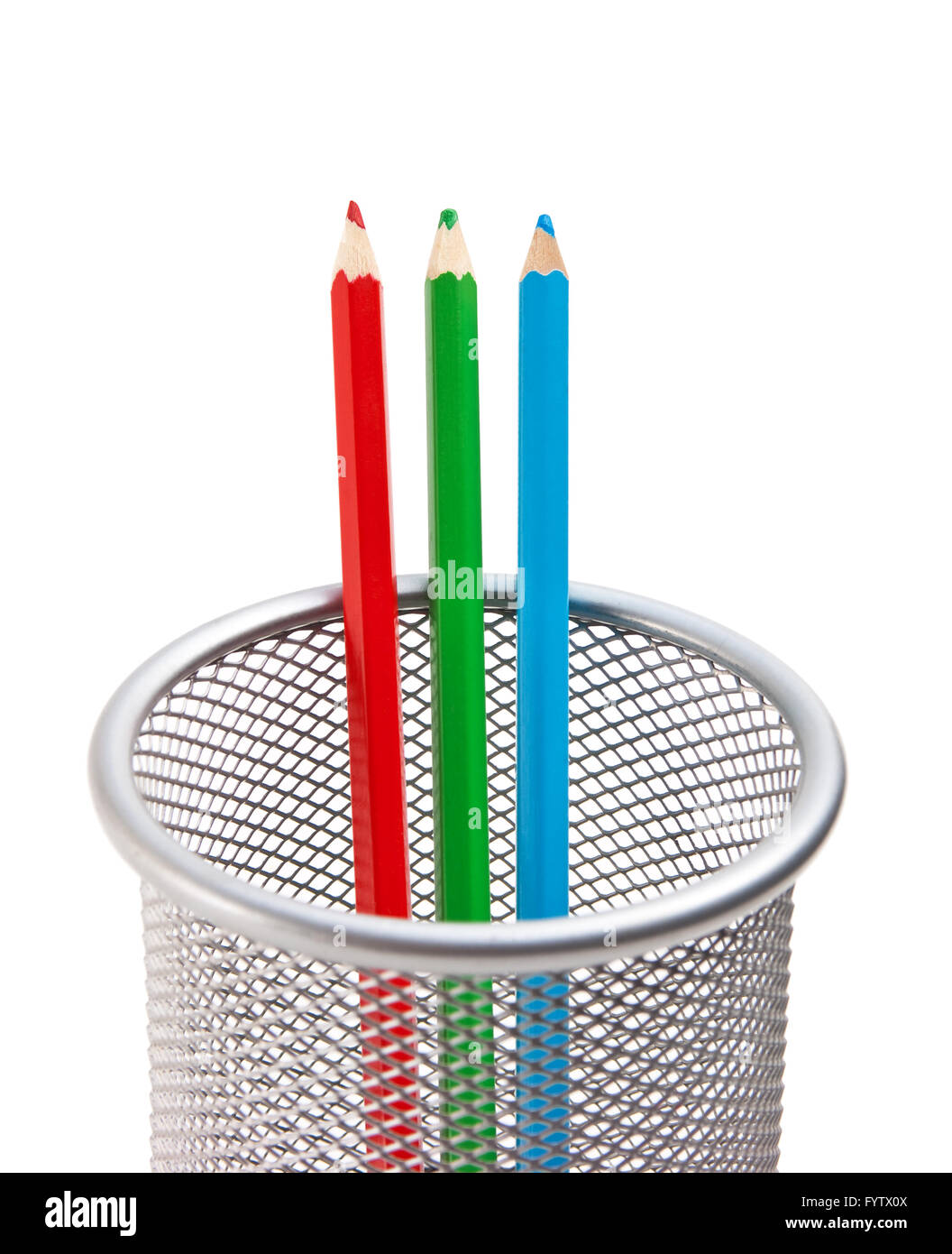 colored pencils in basket Stock Photo - Alamy