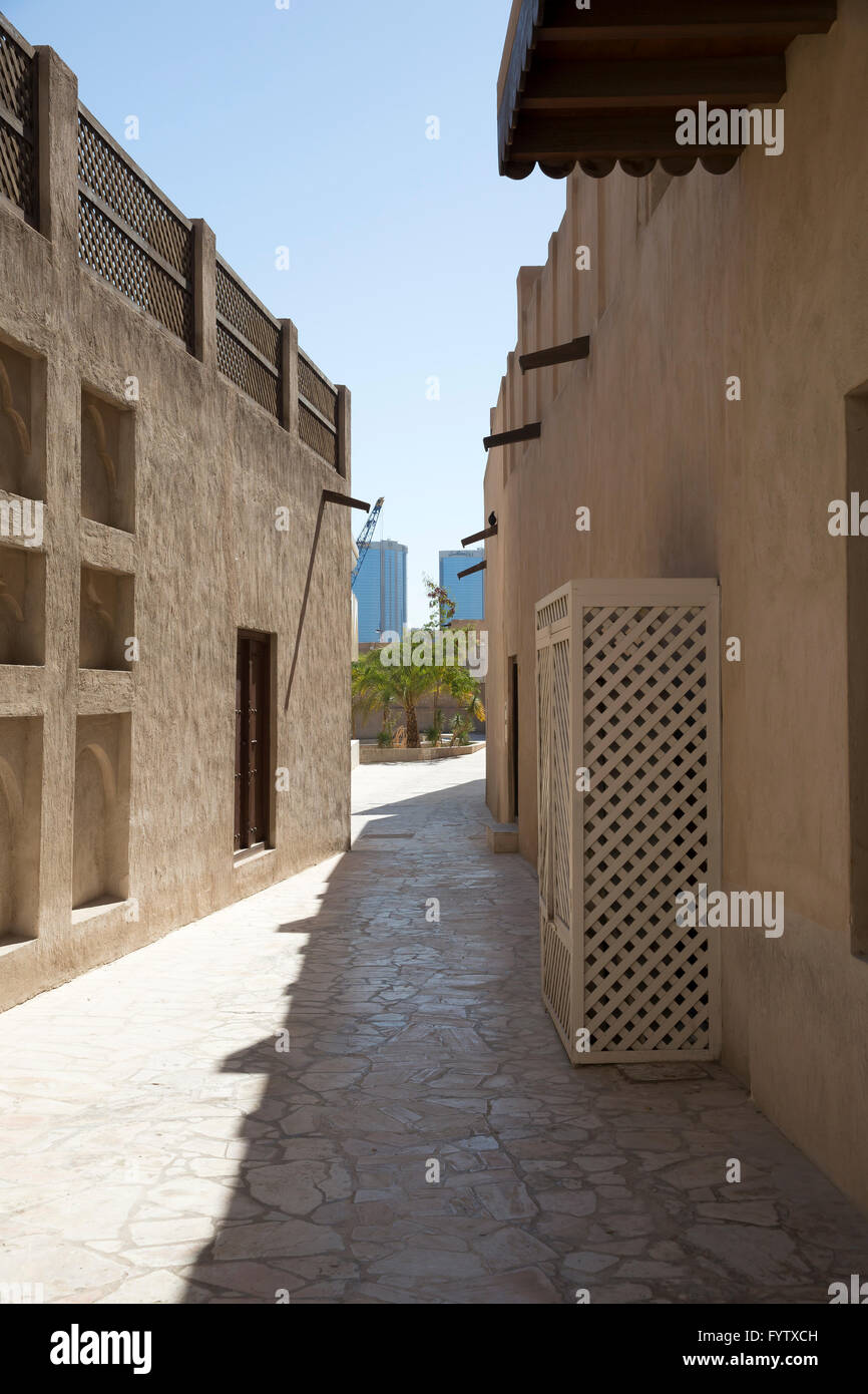 Buildings in the Sikka area, the oldest area, of Dubai UAE Stock Photo ...