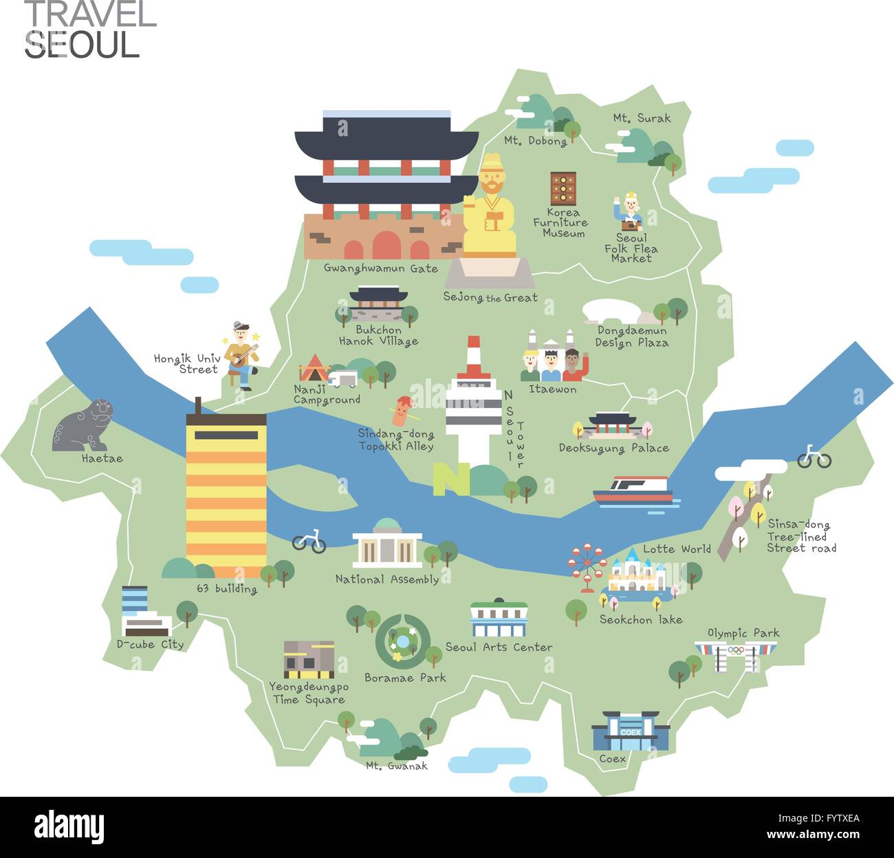 Map of seoul districts hi-res stock photography and images - Alamy