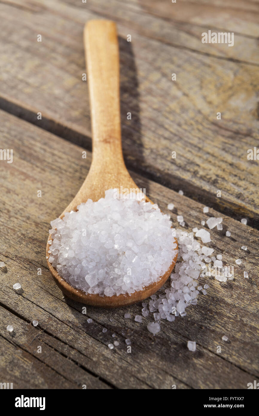 Salt on Spoon Stock Photo - Alamy