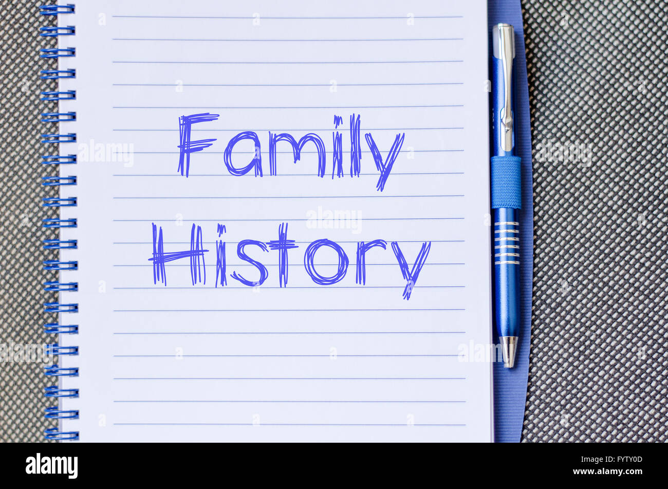 Family history write on notebook Stock Photo - Alamy