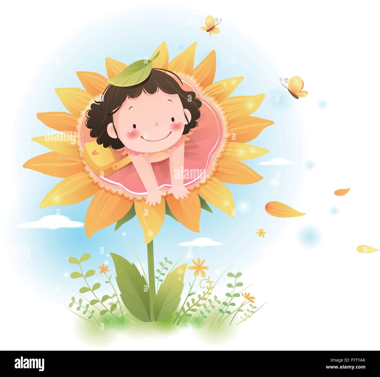 Child sunflower Stock Vector Images - Alamy
