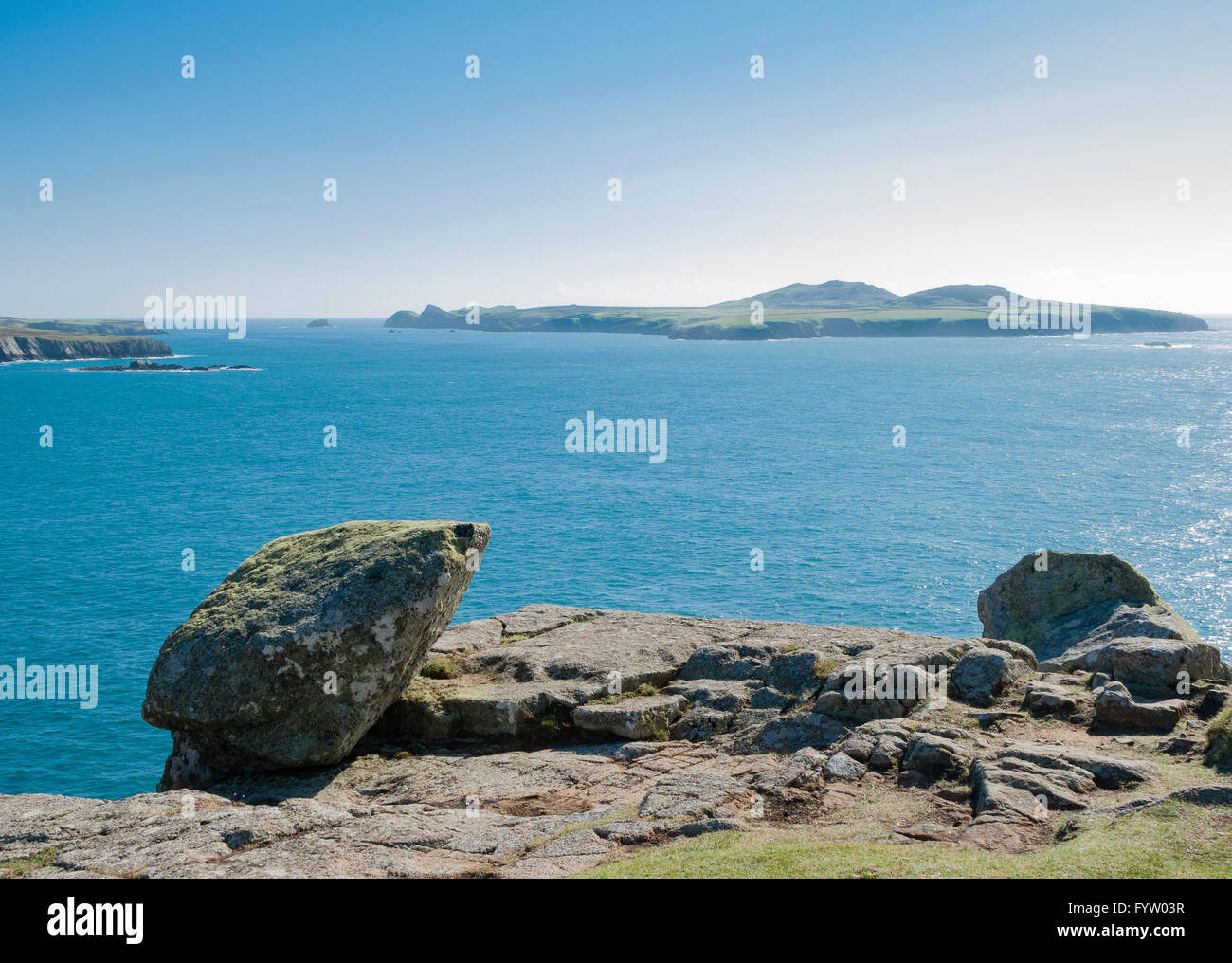 Ramsey Island and Point St John from the Wales Coast Path at St Davids ...