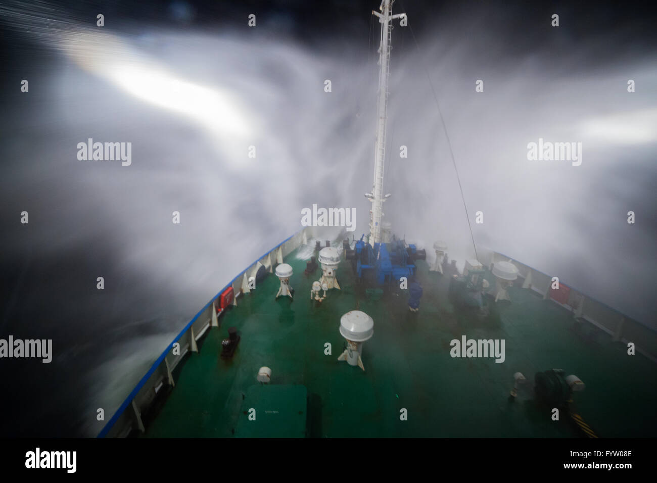 A ship in a storm and blizzard Stock Photo - Alamy