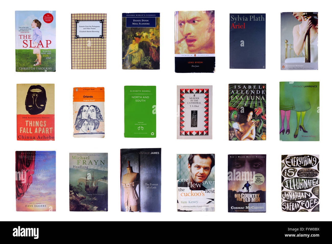 A grid of books photographed against a white background Stock Photo - Alamy