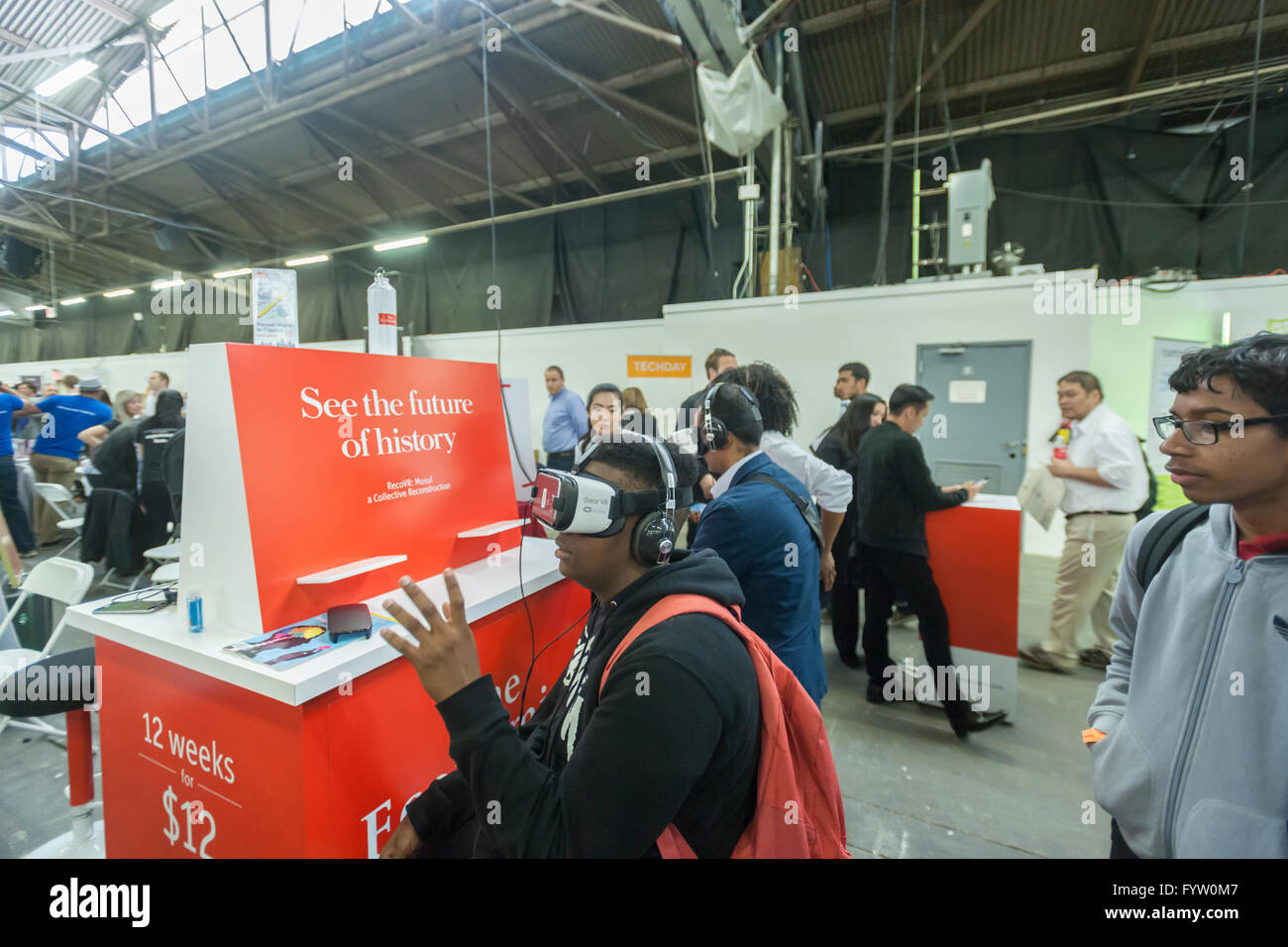The Economist virtual reality booth at the TechDay New York event on ...