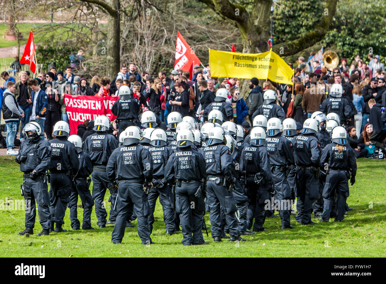 Demonstration of right wing, neo Nazi party NPD, in Essen, Germany ...