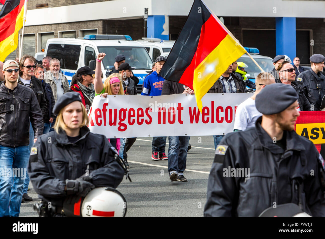 Demonstration of right wing, neo Nazi party NPD, in Essen, Germany ...