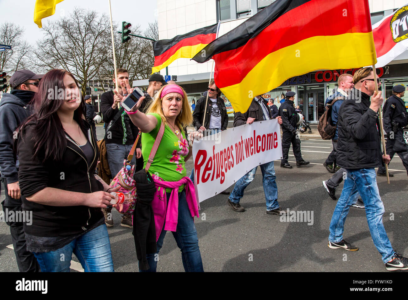 Demonstration of right wing, neo Nazi party NPD, in Essen, Germany ...