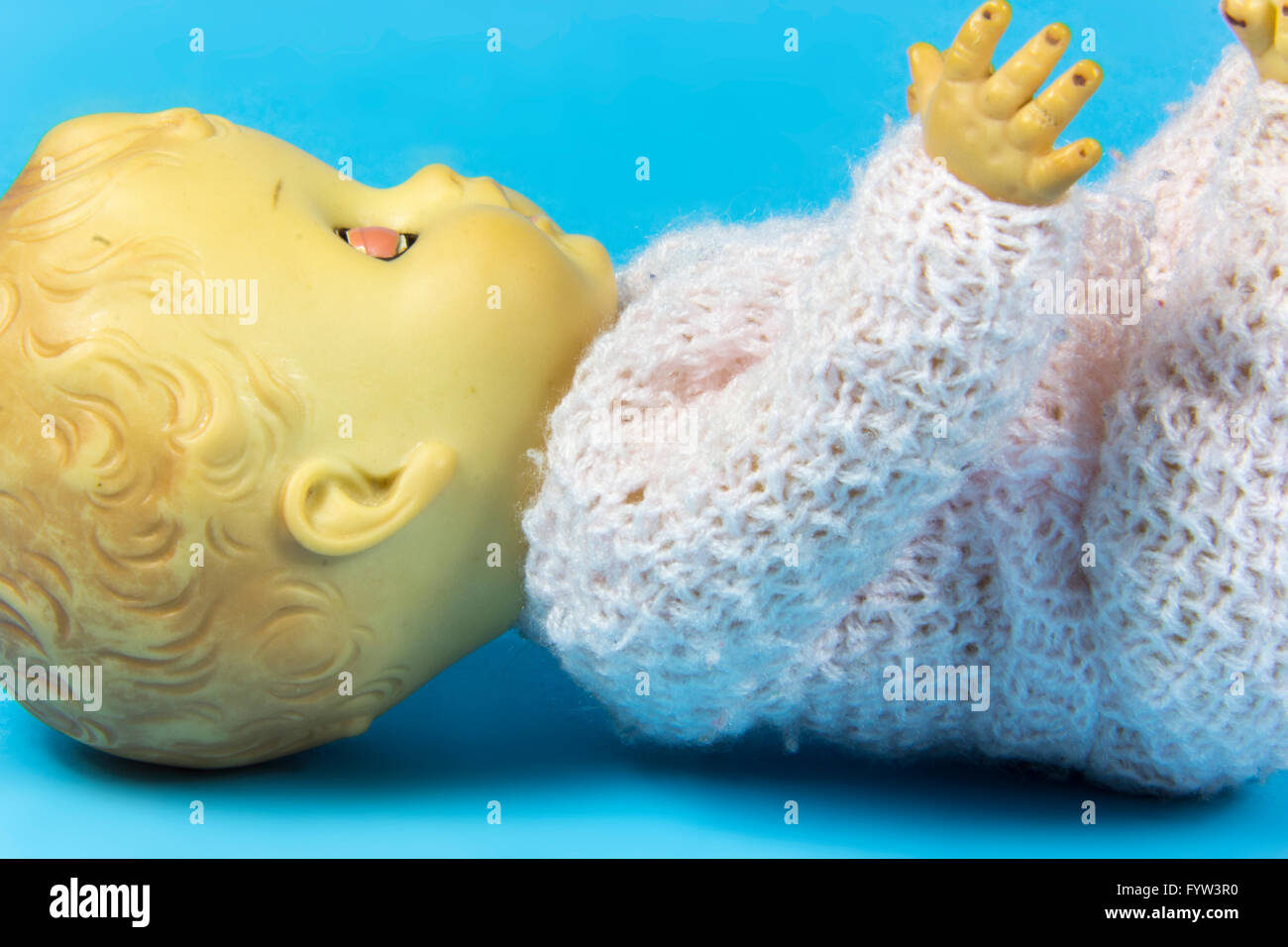 vintage doll, dolly, puppet, old toy, retro, blue background, infant ...