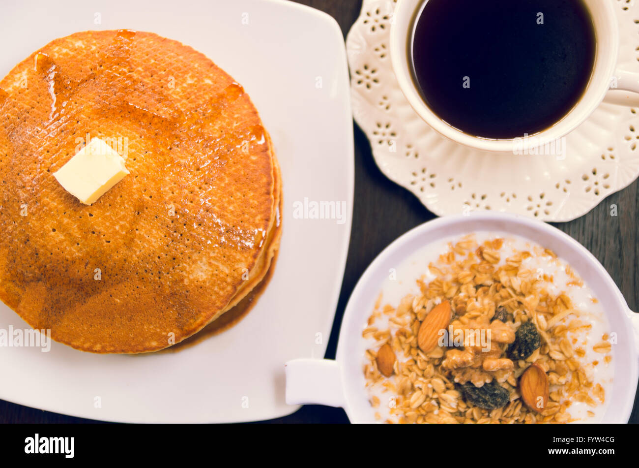 Breakfast with fruits and pancakes Stock Photo - Alamy