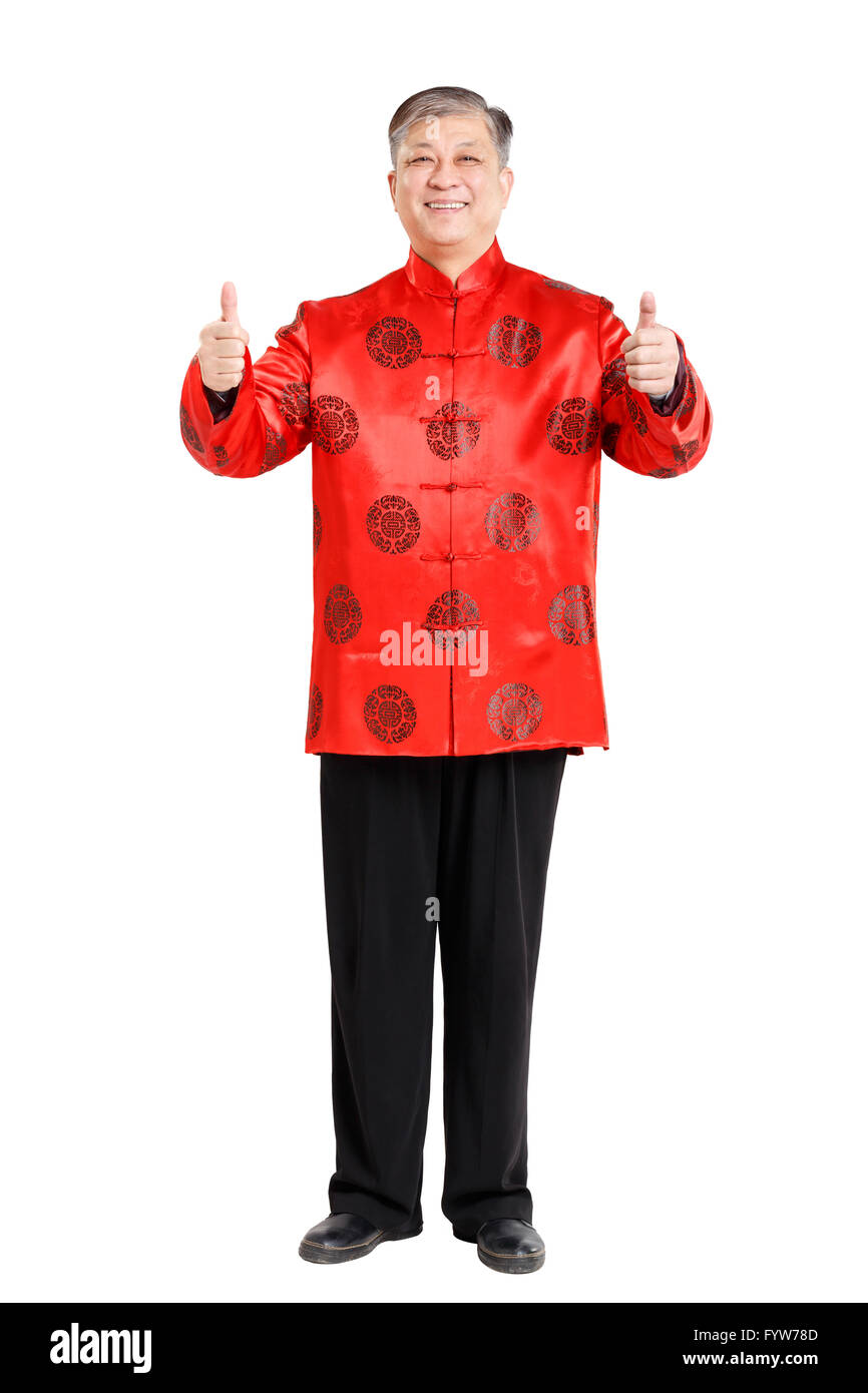 gesture of smiling old chinese man with mandarin Stock Photo - Alamy