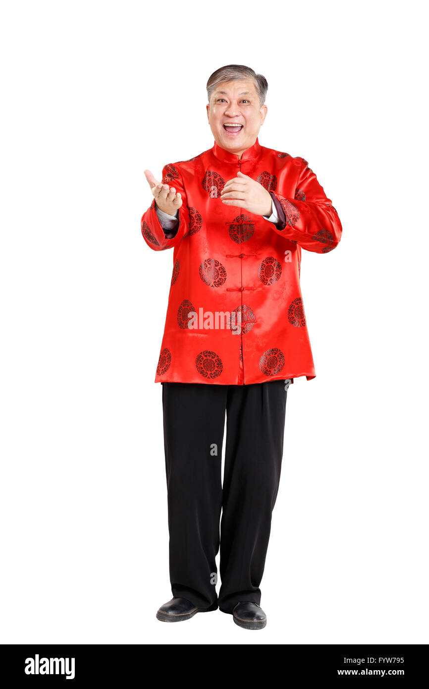 gesture of smiling old chinese man with mandarin Stock Photo - Alamy