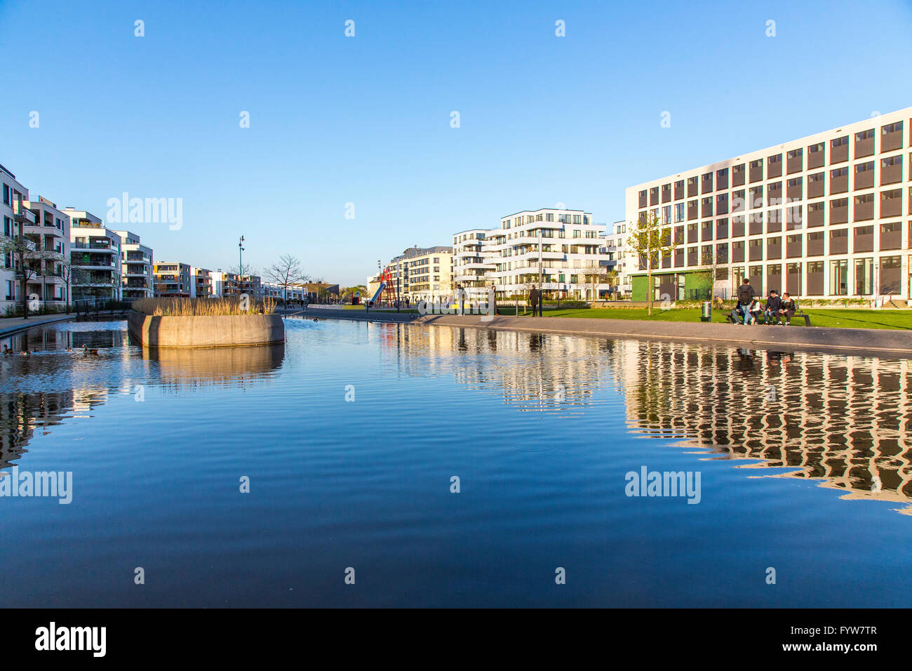 Residential buildings, facades, the lake, in the University district of ...