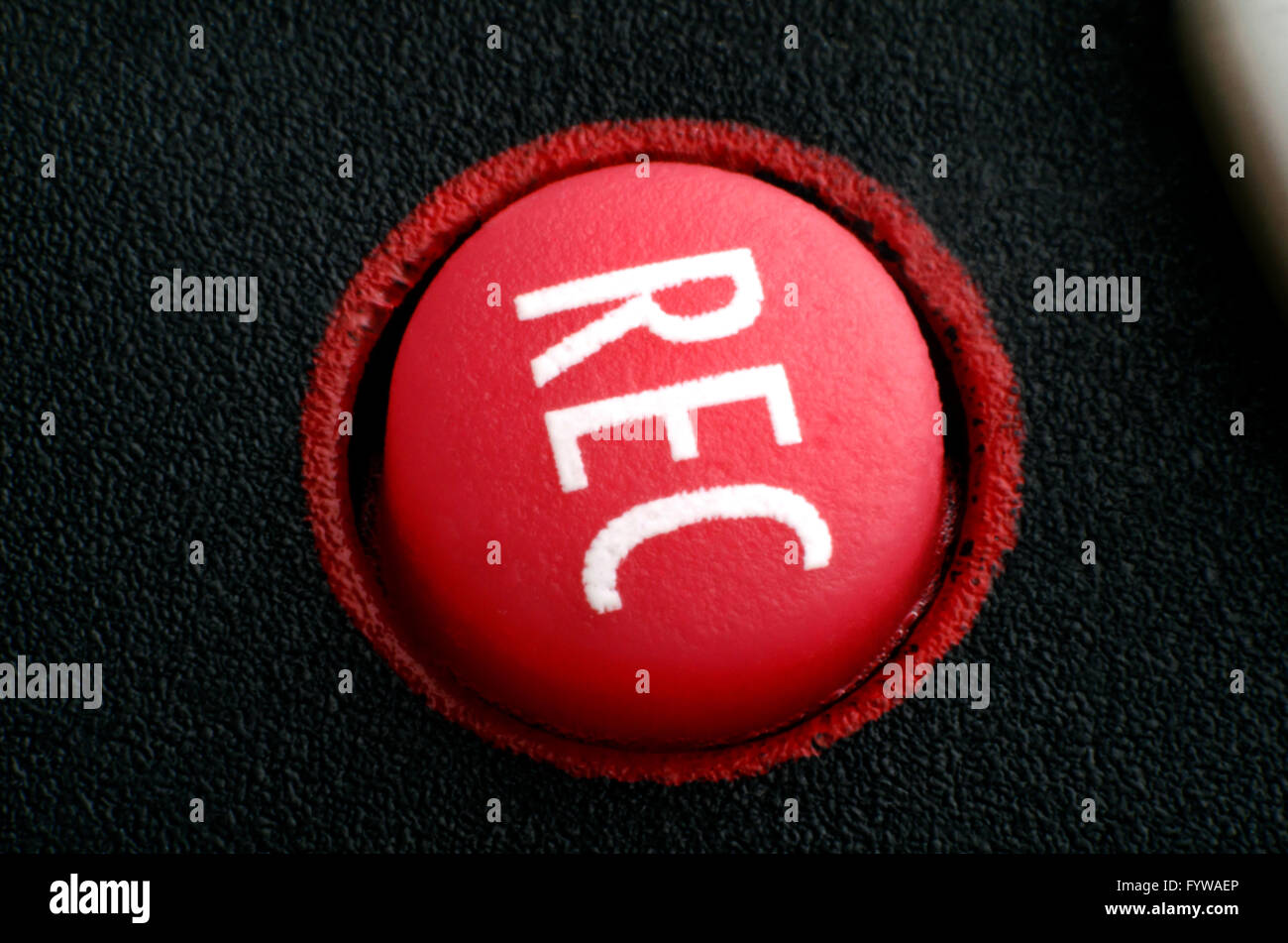 Red record button on remote control Stock Photo - Alamy