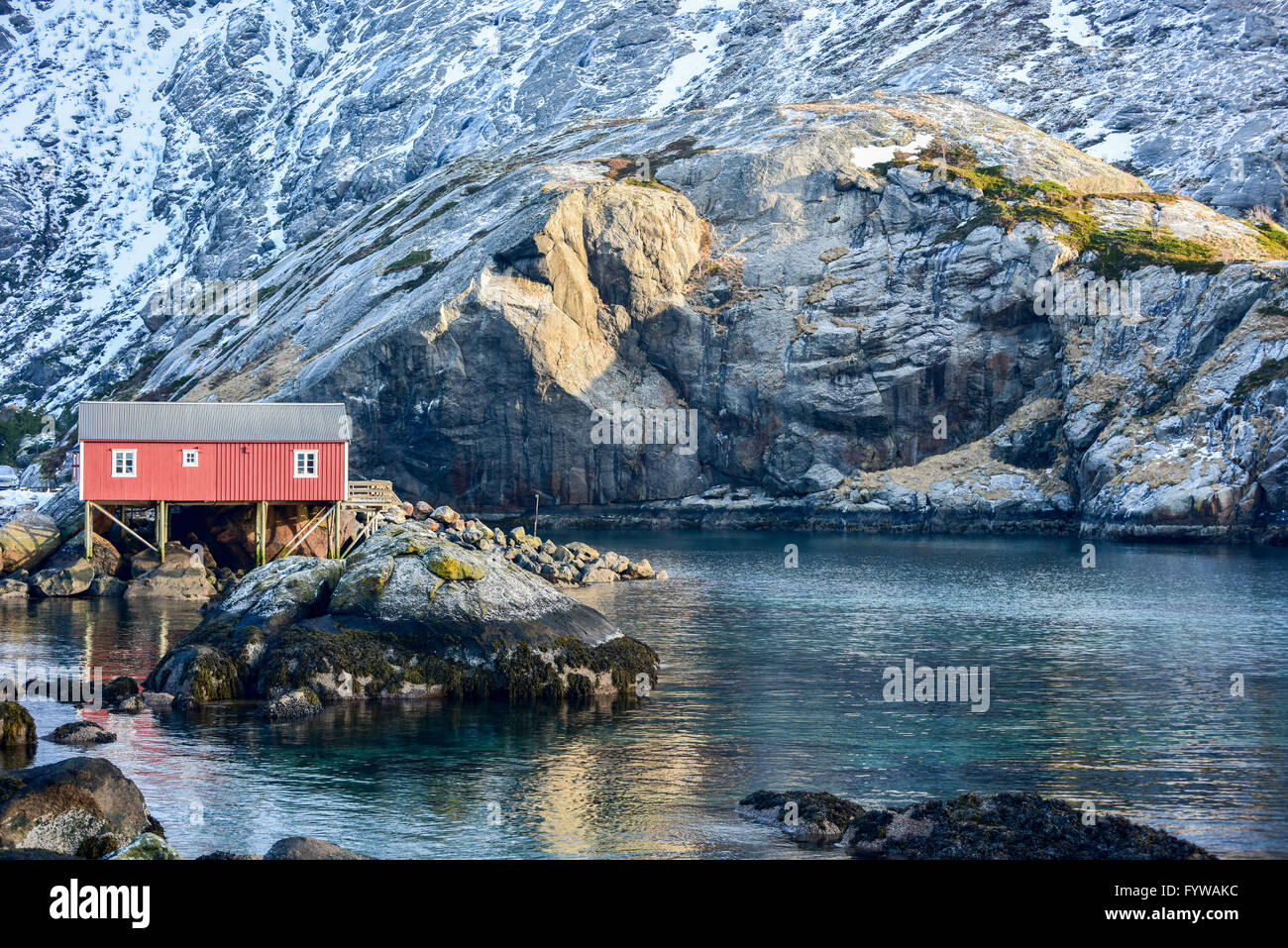 The town of Nusfjord in the Lofoten Islands, Norway in the winter Stock ...