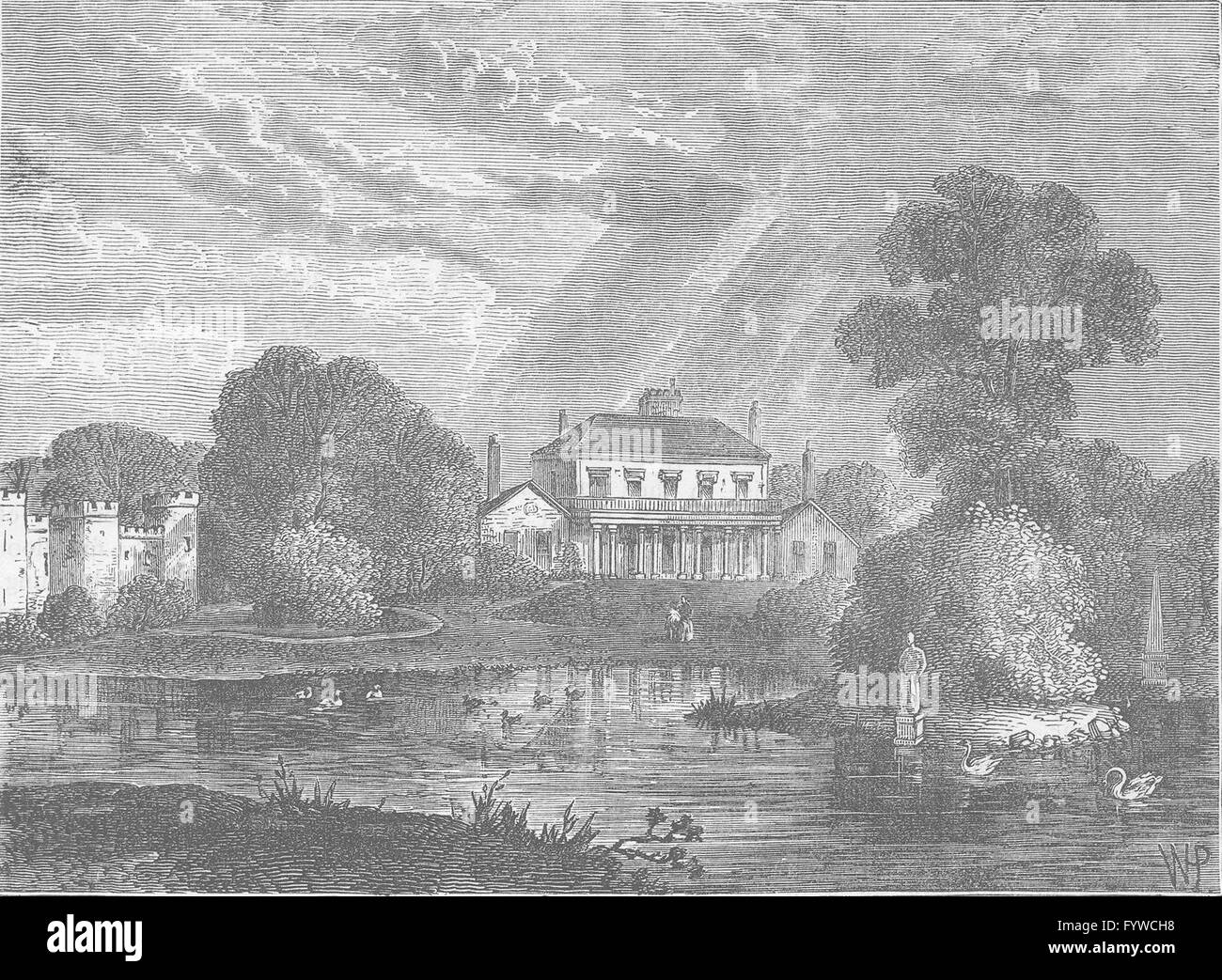 CHELSEA: The pavilion, Hans Place, in 1800. London, antique print c1880 ...