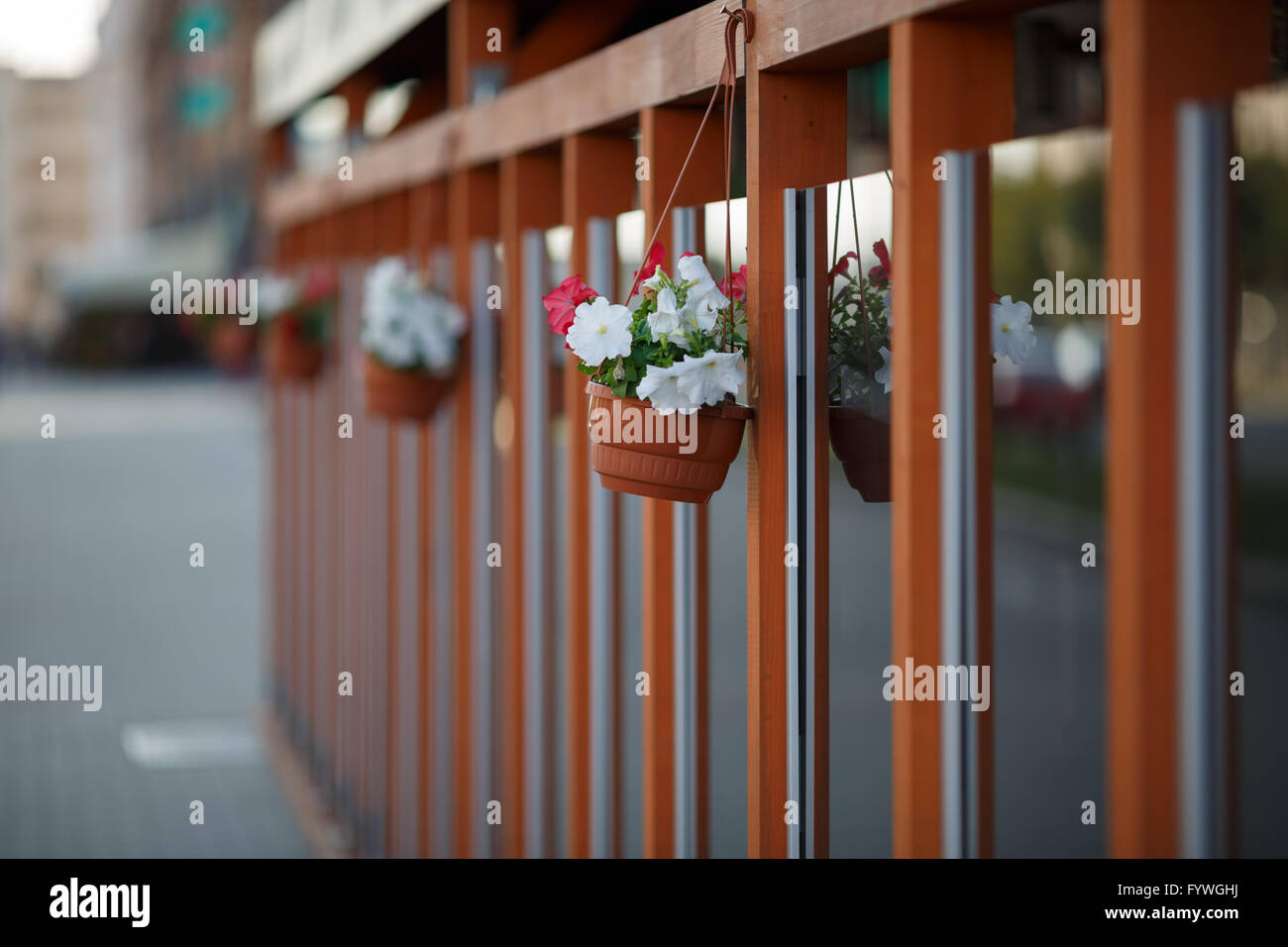 Facade decorated with flowers Stock Photo - Alamy