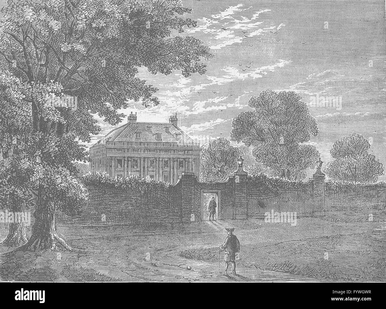 HOXTON: Balmes (Baumes) House in 1750. London, antique print c1880 ...