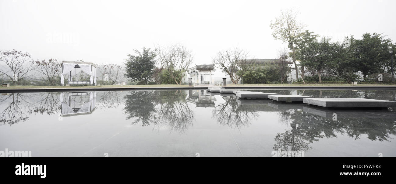 reflection of plants around pond Stock Photo - Alamy